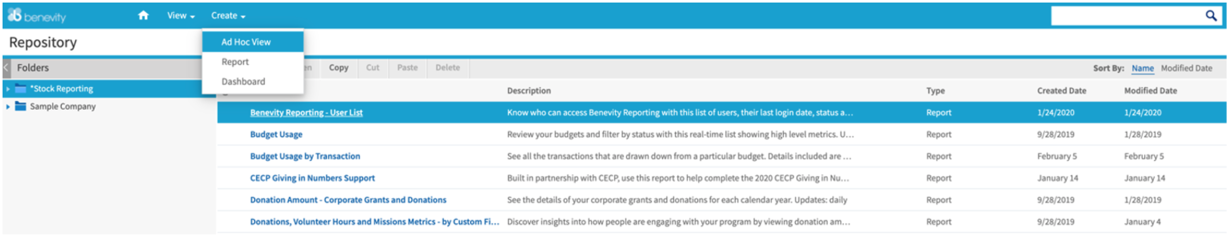 Creating ad hoc views and reports – Benevity API Help Center